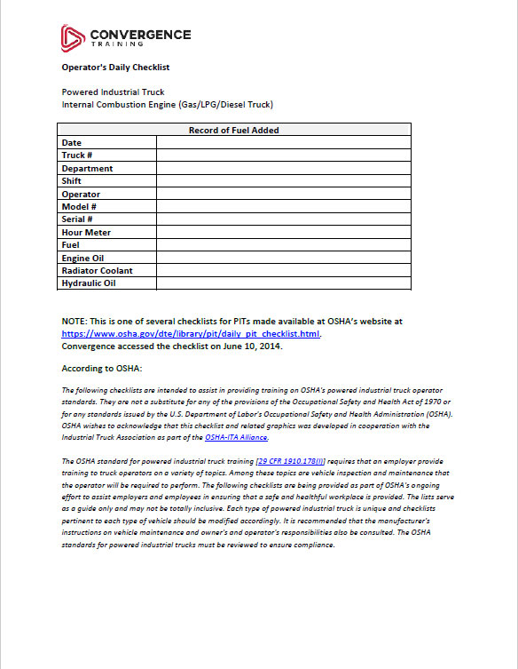 Step Ladder Inspection Checklist
